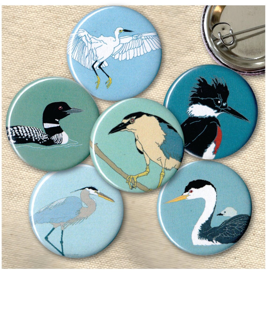 Wetlands Birds Pins | Pack of 6 | Nature Outdoors Birder Waterbirds ...