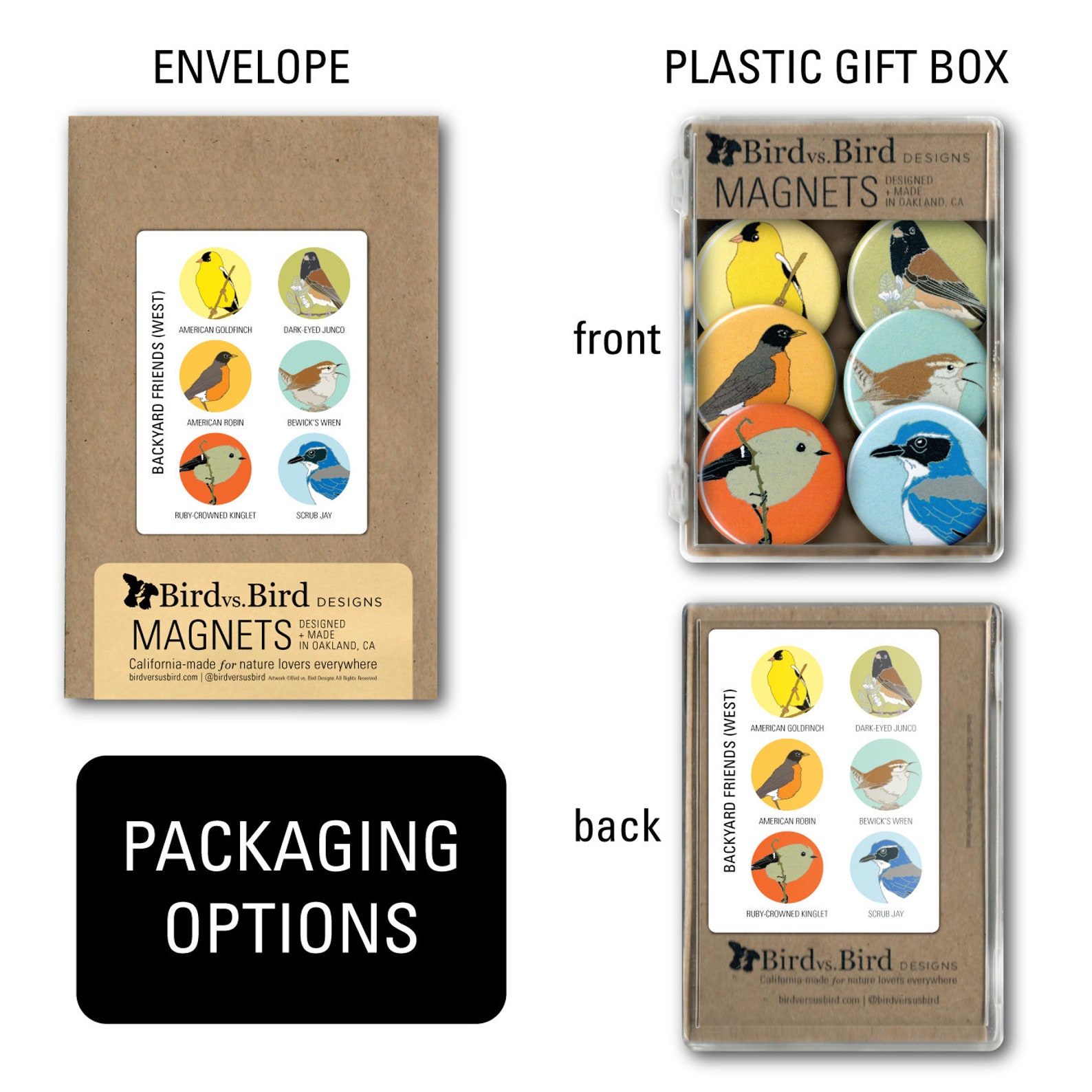 Western Backyard Bird Magnets | Gift Set of 6 | Cute Nature Outdoors ...