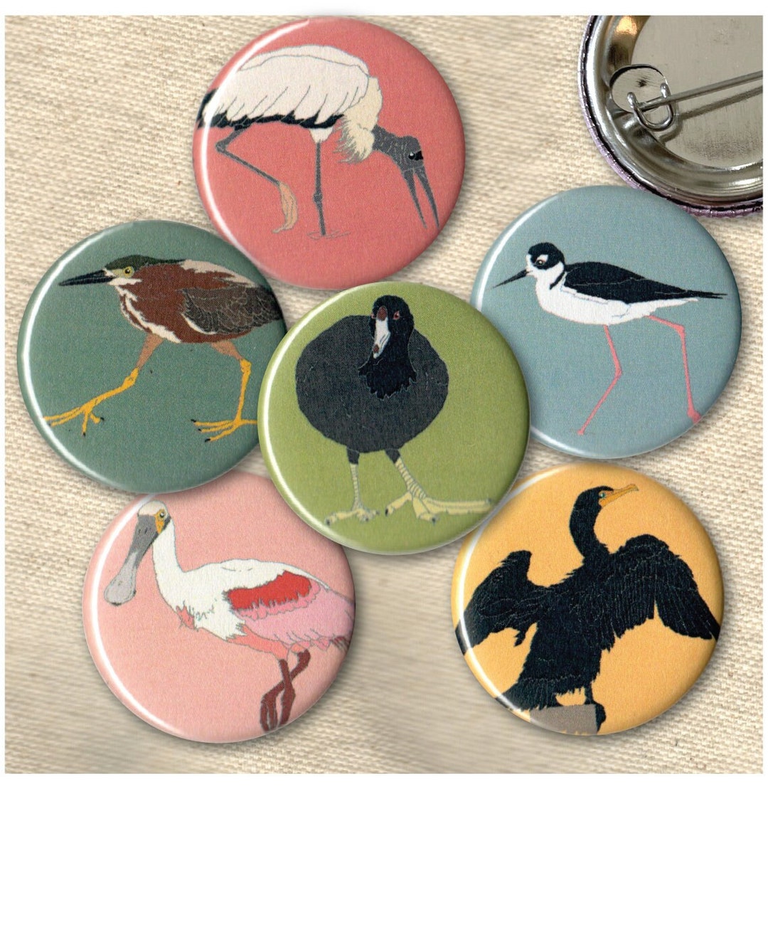 Southern Swamp Bird Pins | Pack of 6 | Nature Marsh Audubon Birder ...