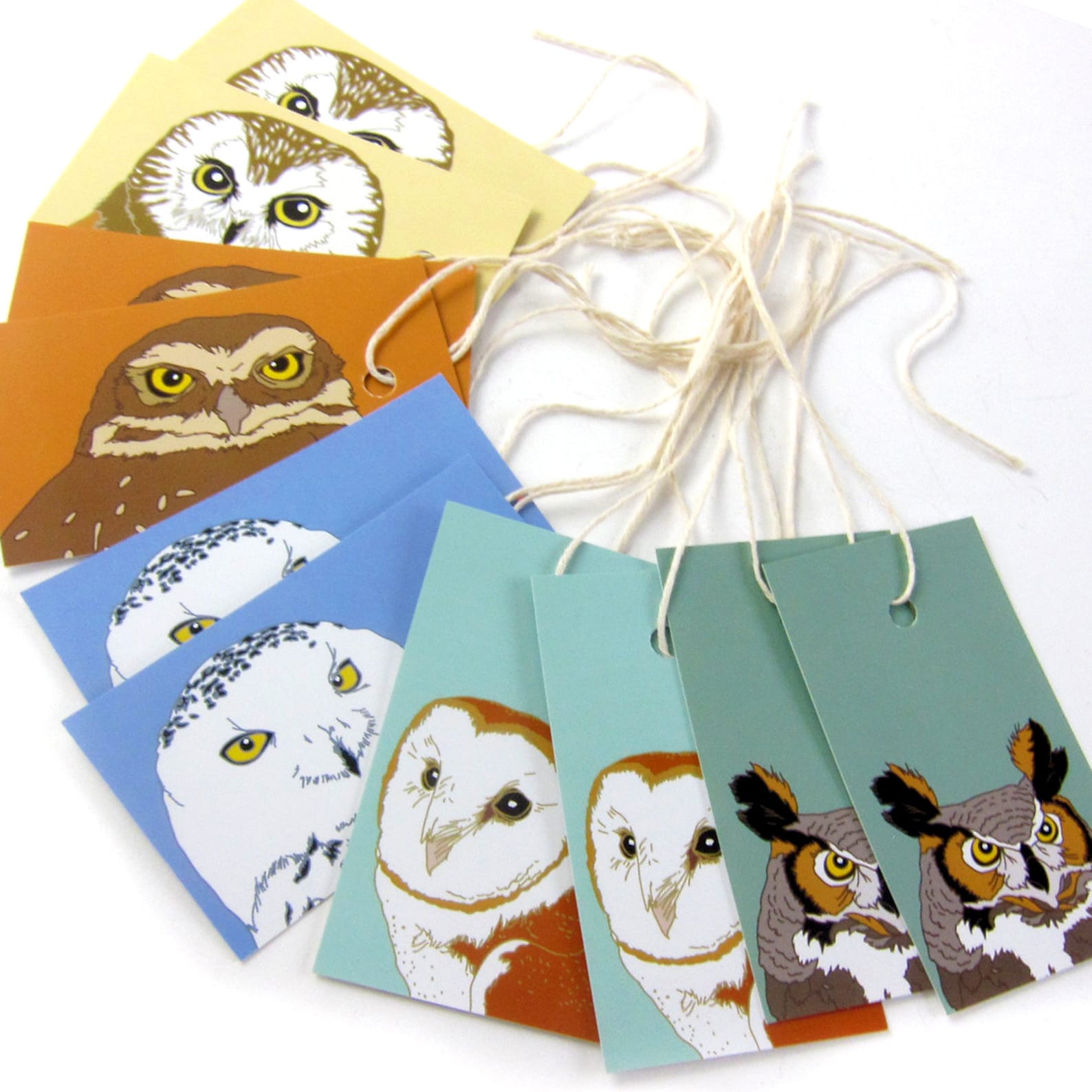 10 Owl Gift Tags 2 Each of 6 Designs Printed on Recycled | Etsy