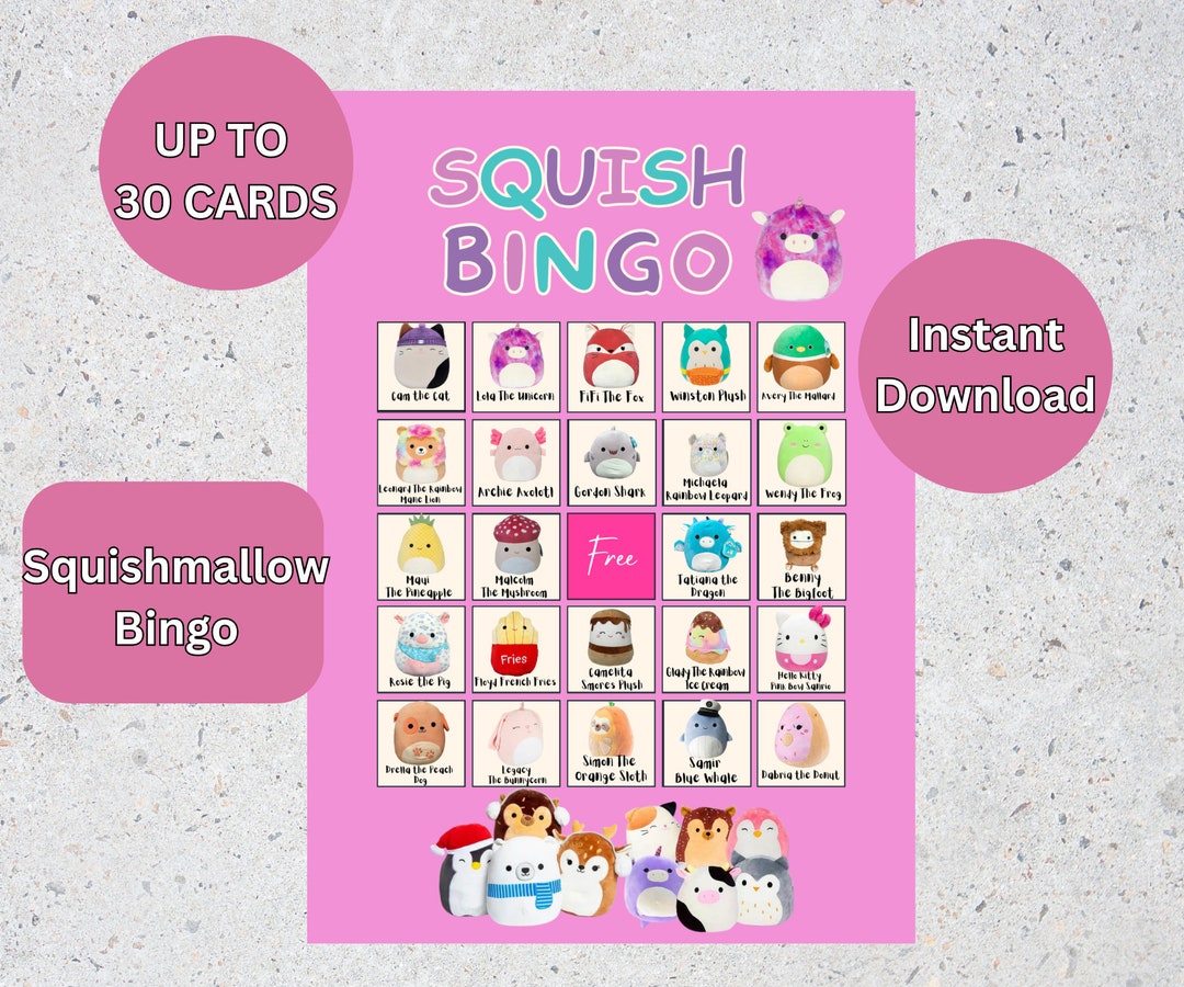 Kids Squishmallow Bingo Printable Instant Download Squish Bingo ...