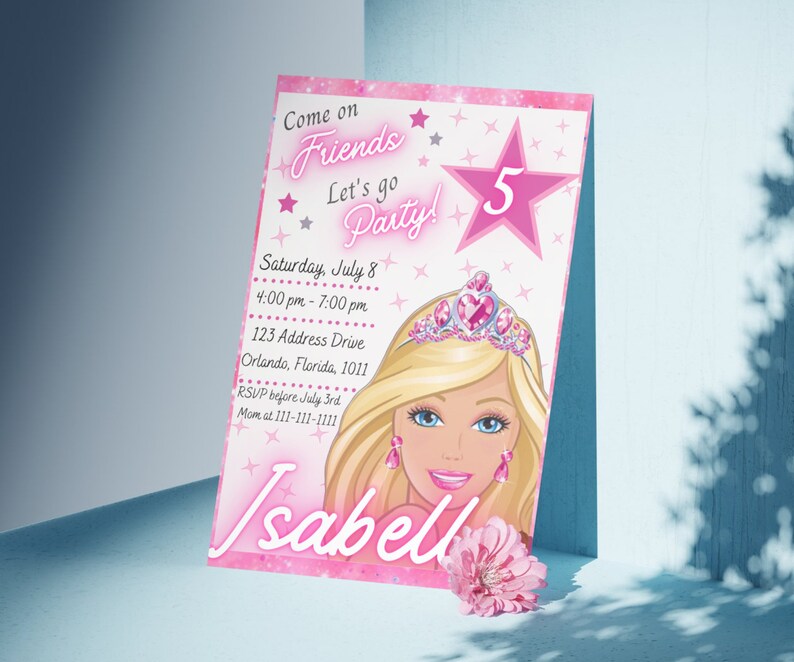 Editable Fashion Doll Party Barbie Invitation,girl Party Invite, Girls ...