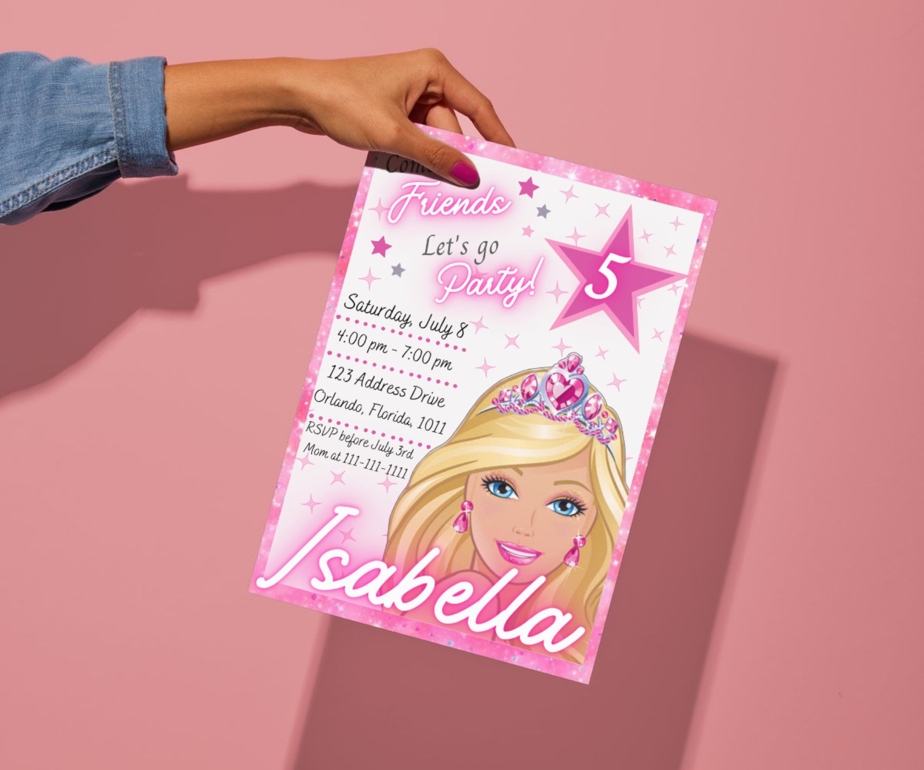 Editable Fashion Doll Party Barbie Invitation,girl Party Invite, Girls ...