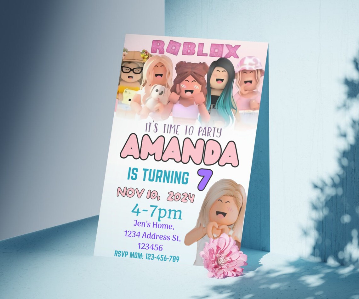 Roblox Invitation, Roblox Invite, Game Party, Roblox Girls Birthday ...