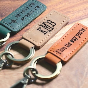 Personalized Leather Keychain, Customized Keychain, Custom Leather Key ...