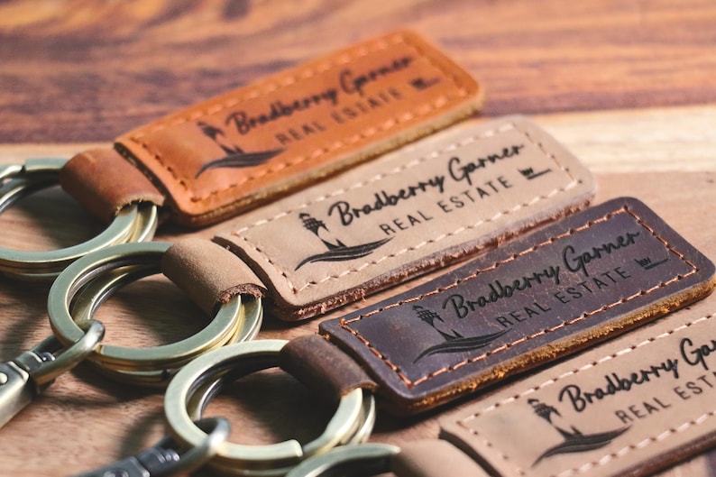 Business Logo Keychain, Custom LOGO LEATHER KEYCHAIN - Etsy