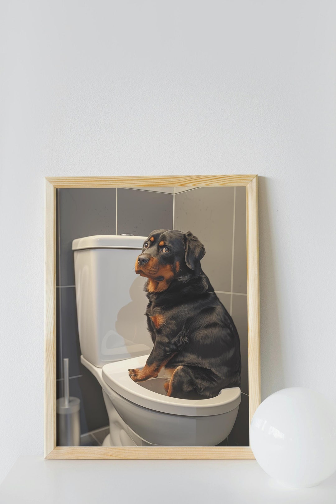 Rottweiler Bathroom Wall Art, Funny House Decor Print, Rottweiler ...