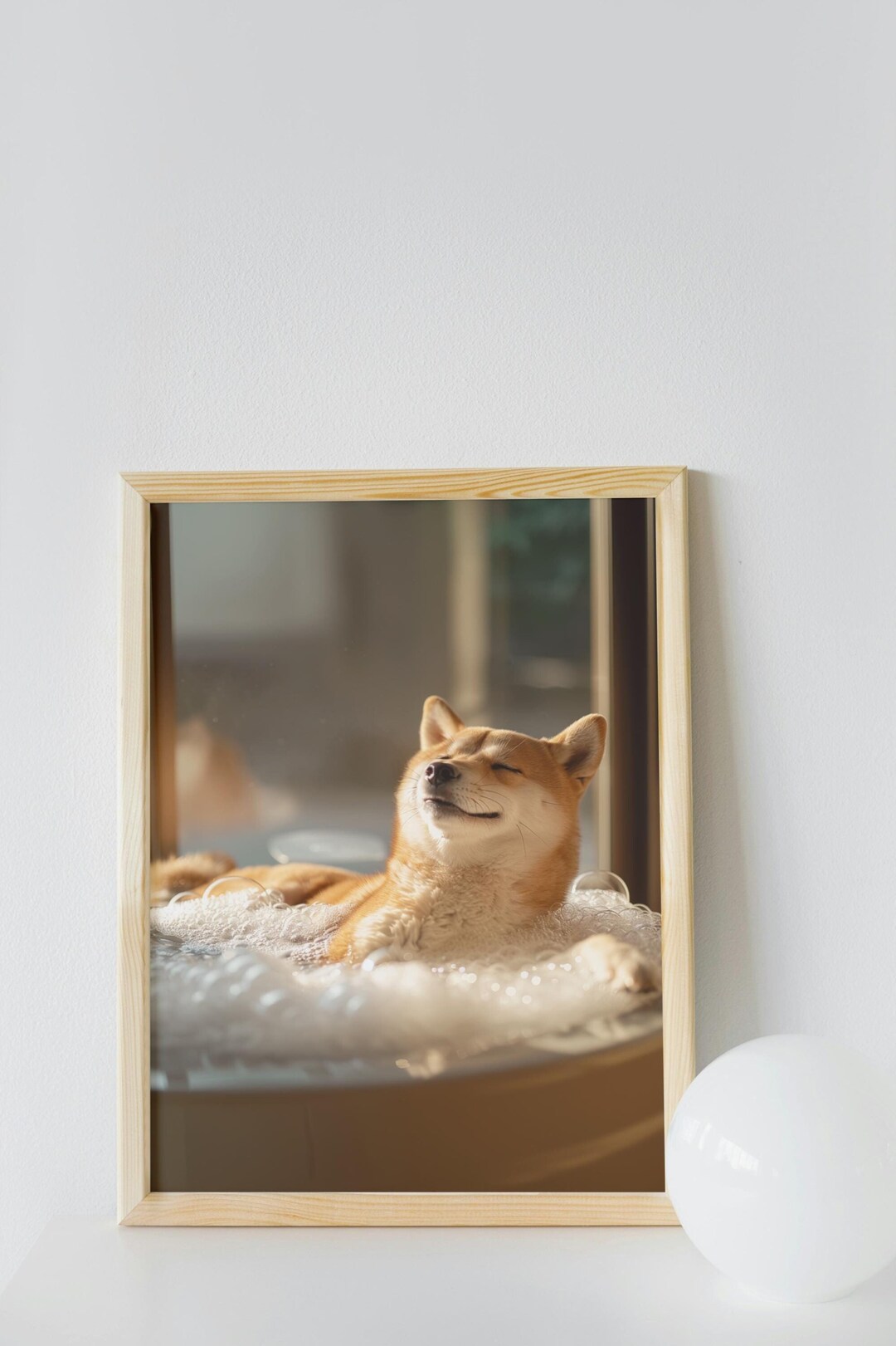 Shiba Inu Bubble Bath Art Print: Funny Bathroom Decor (digital Download ...