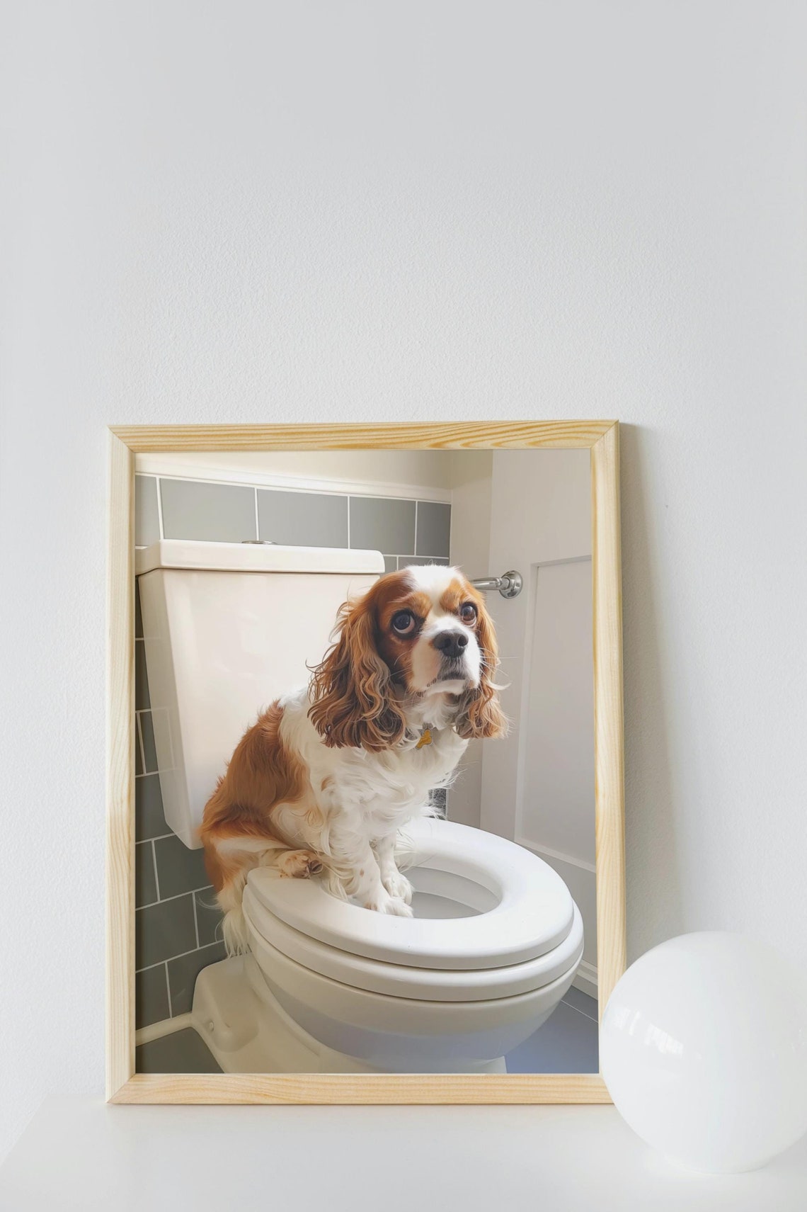 Cavalier King Bathroom Wall Art, Funny House Decor Art Print, Cavalier ...