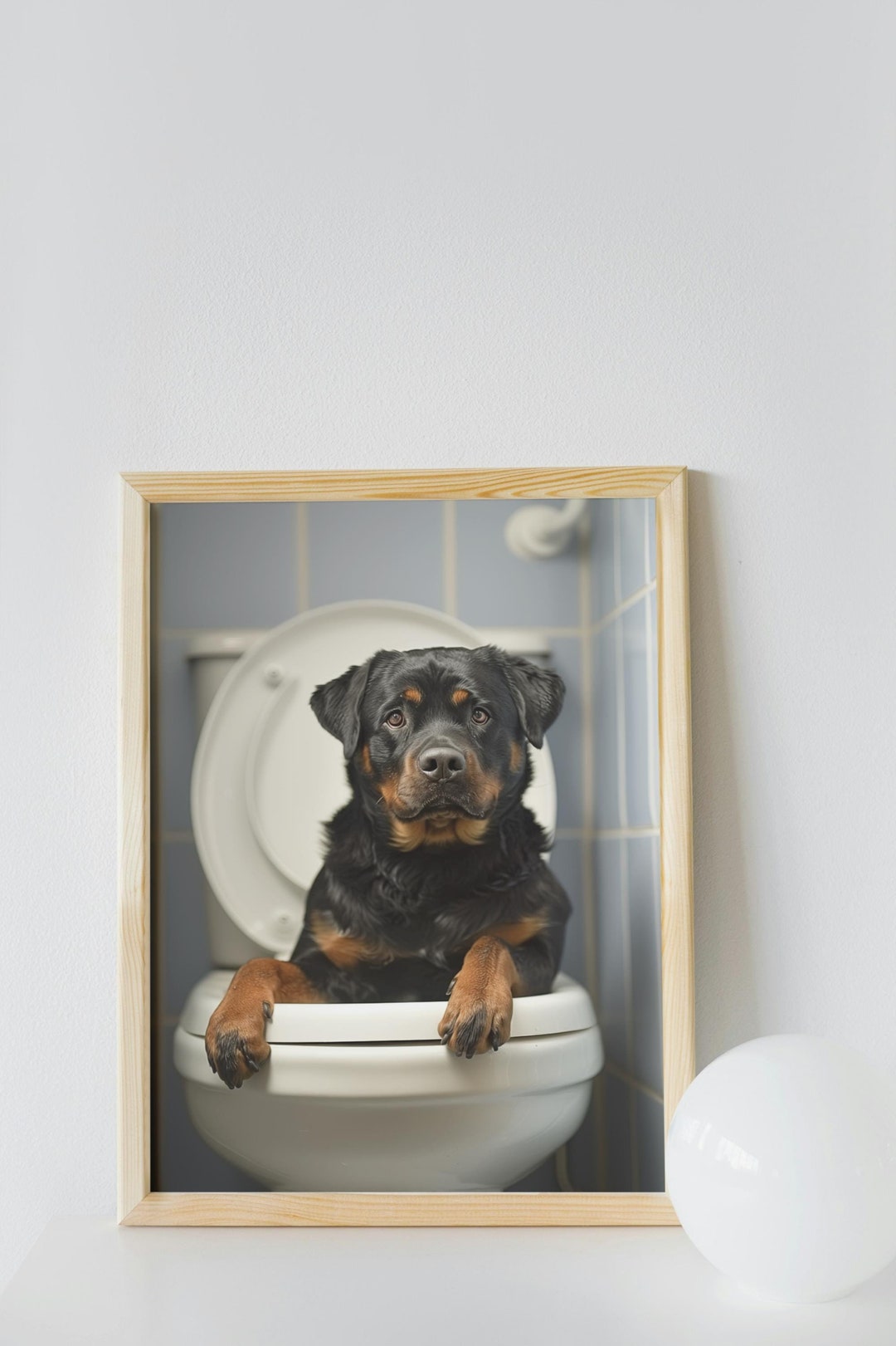 Rottweiler Bathroom Wall Art, Funny House Decor Print, Rottweiler ...