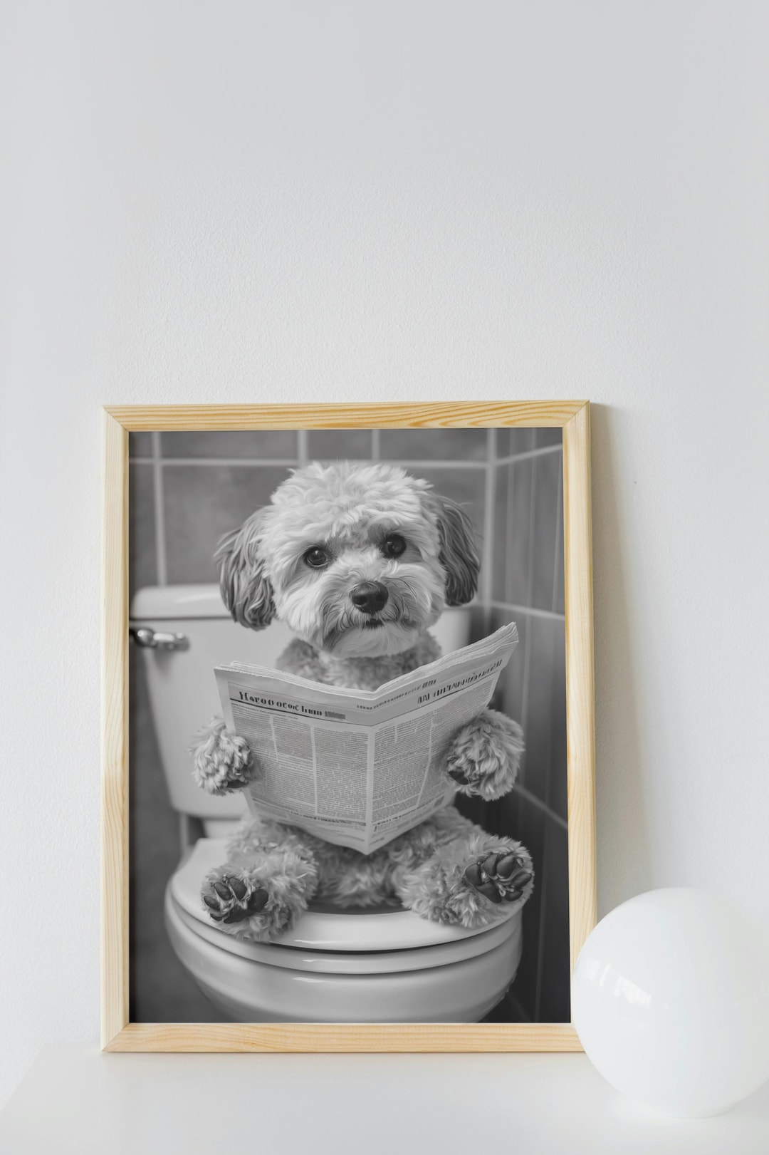 Havapoo Bathroom Wall Art, Funny House Decor Art Print, Havapoo Sitting ...