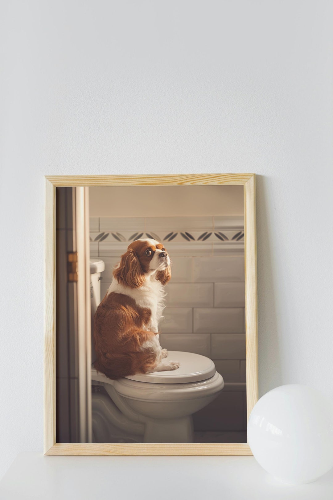 Cavalier King Bathroom Wall Art, Funny House Decor Art Print, Cavalier ...