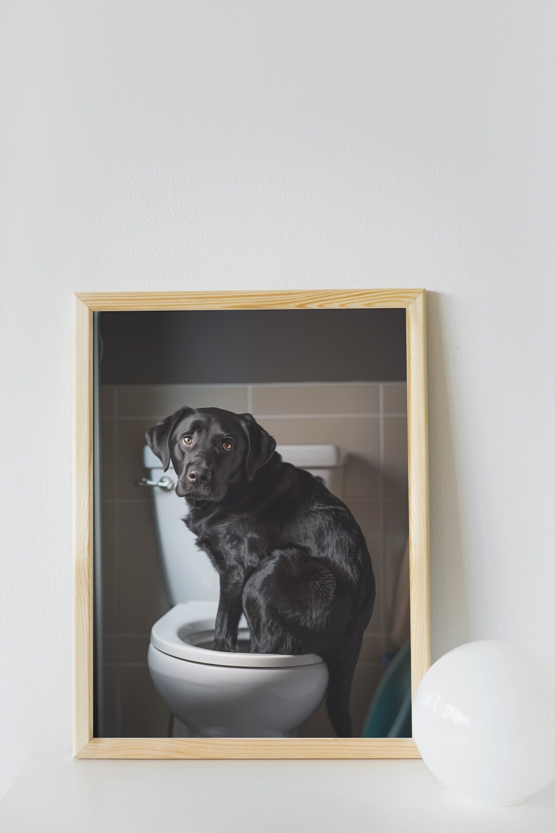 Black Labrador Retriever Bathroom Wall Art, Funny House Decor Art Print ...
