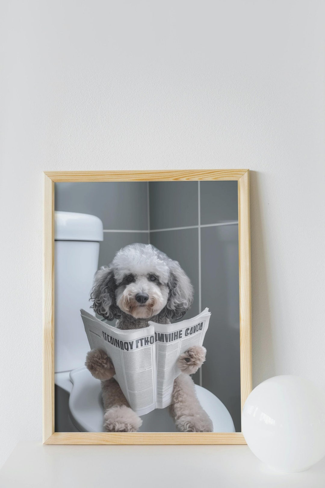 Mini Sheepadoodle Bathroom Wall Art, Funny House Decor Art Print, Mini ...