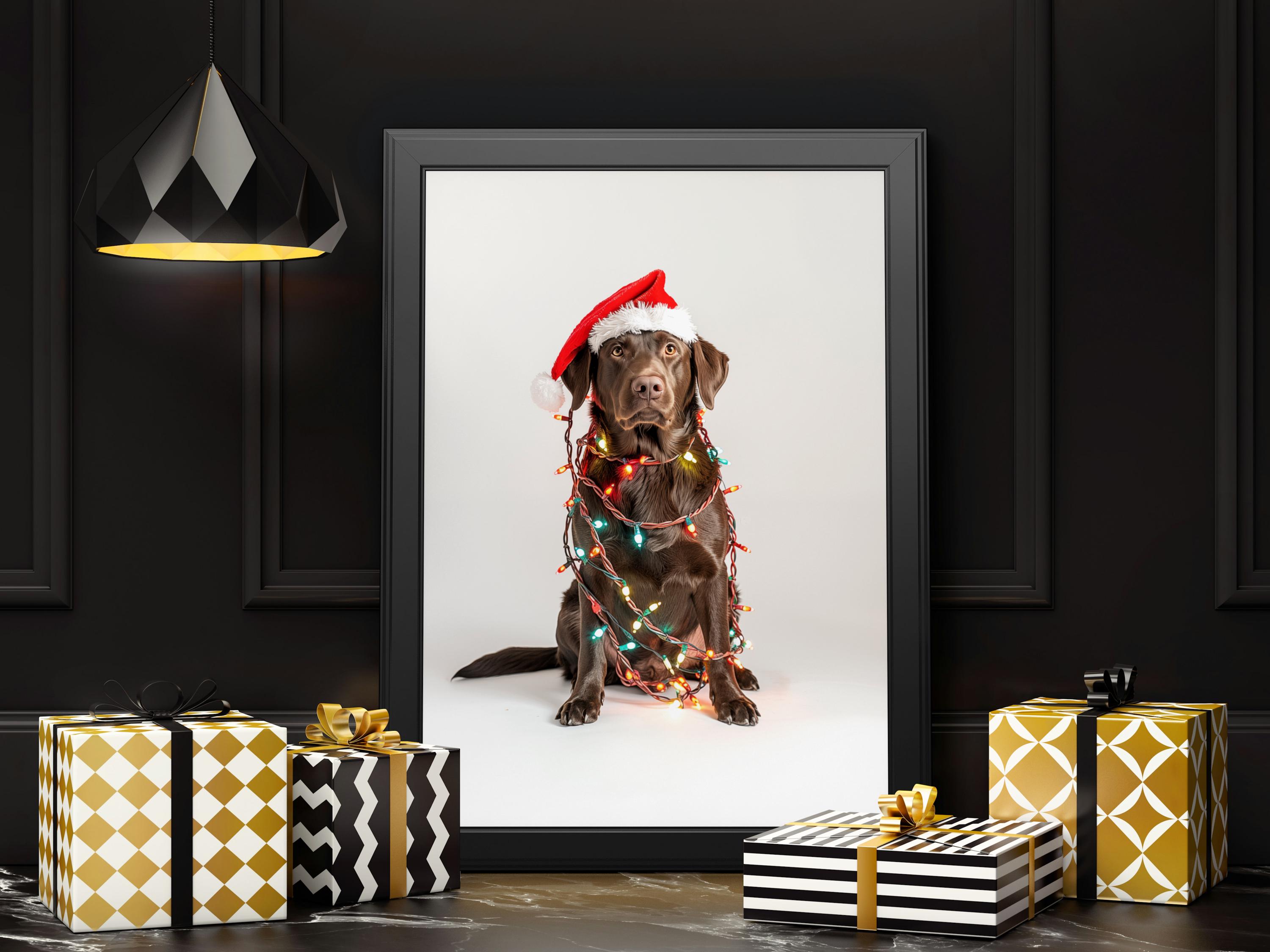 Chocolate Labrador Retriever Christmas Wall Art, Funny House Decor ...