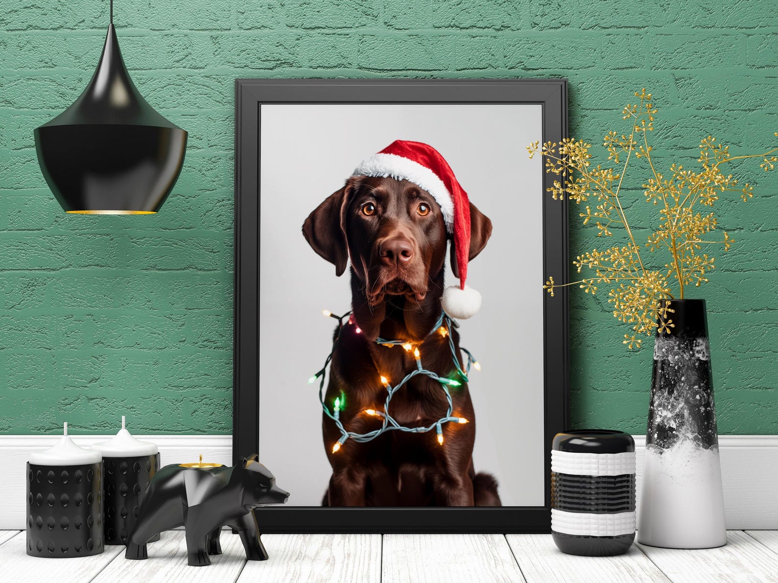 Chocolate Labrador Retriever Christmas Wall Art, House Decor Print ...
