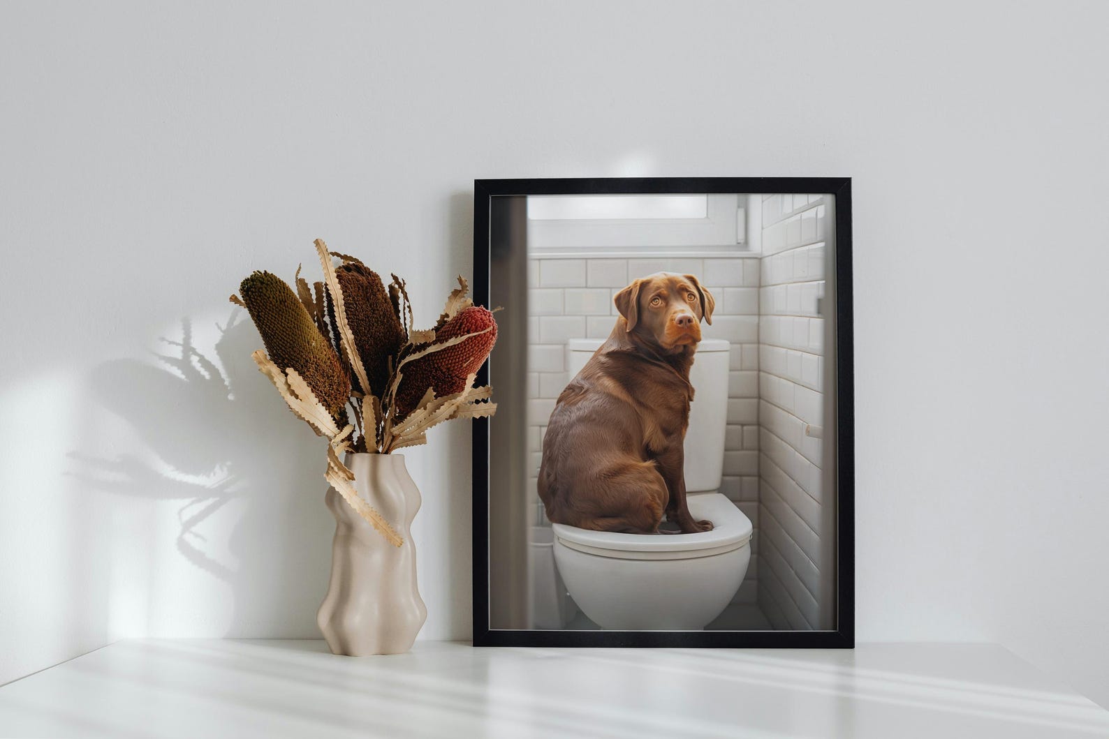 Chocolate Labrador Retriever Bathroom Wall Art, Funny House Decor Print ...