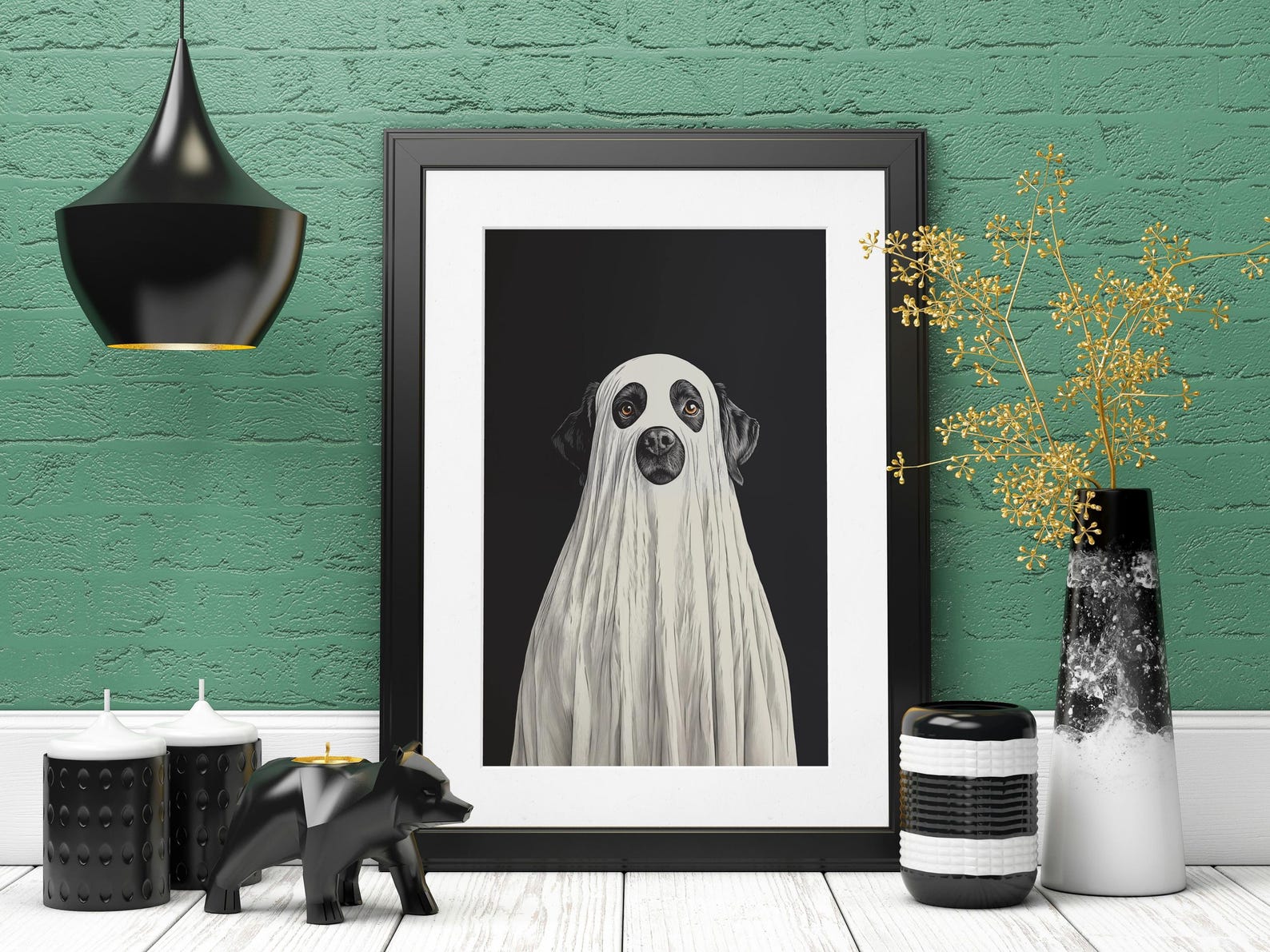Black Labrador Retriever Halloween Wall Art, Funny House Decor Print ...