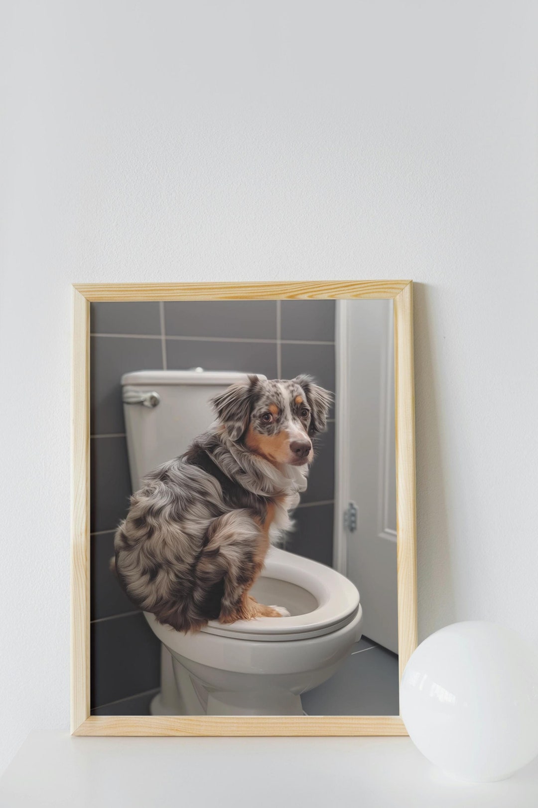 Red Merle Australian Shepherd Bathroom Wall Art, Funny House Decor ...