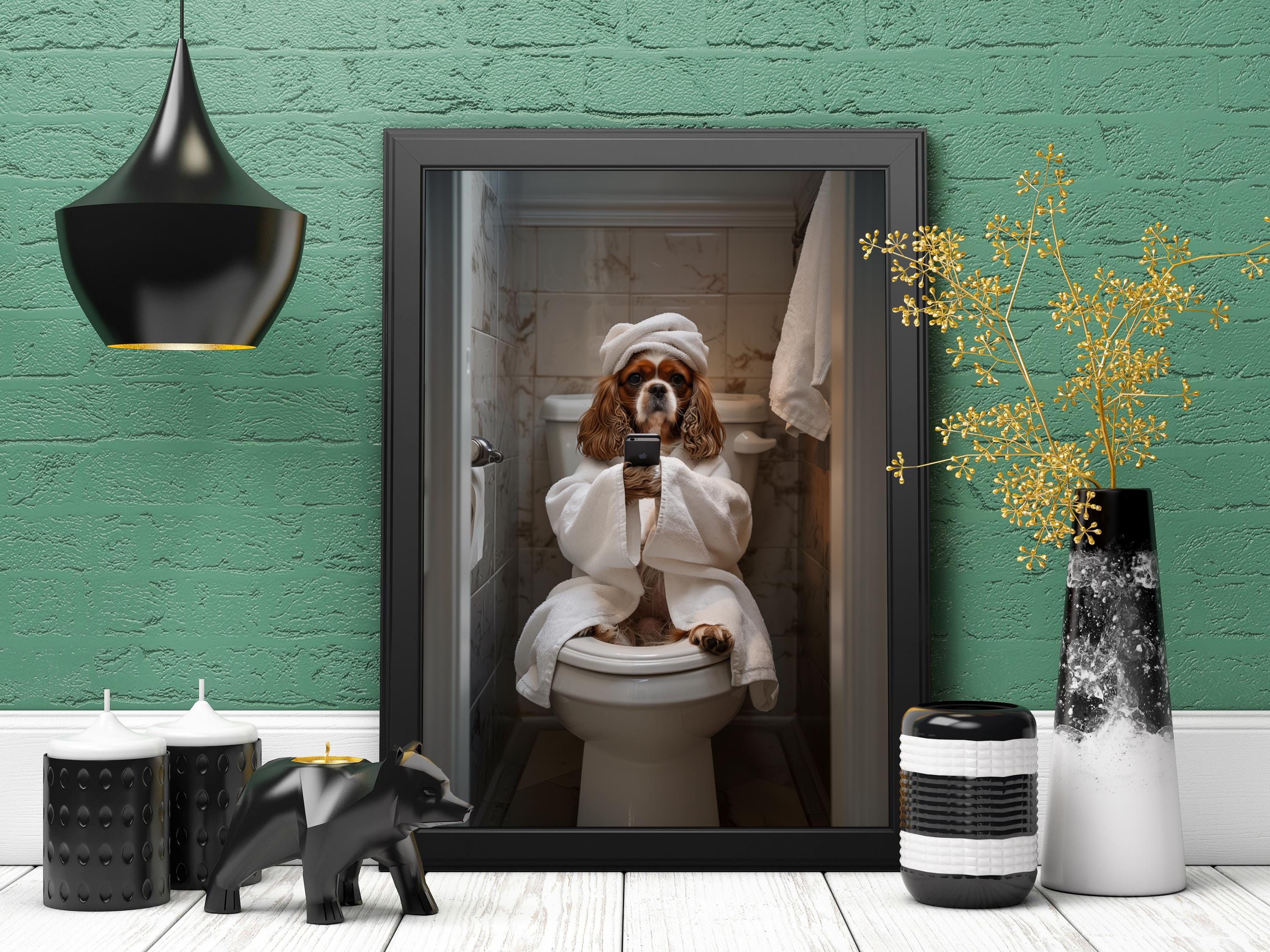 Cavalier King Bathroom Wall Art, Funny House Decor Print, Cavalier King ...