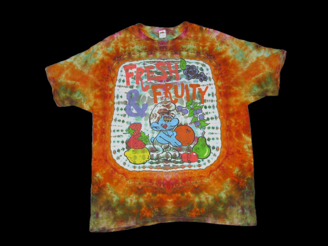 XL Fruit of the Loom HD Cotton Tie Dye Smurf "fresh and Fruity ...
