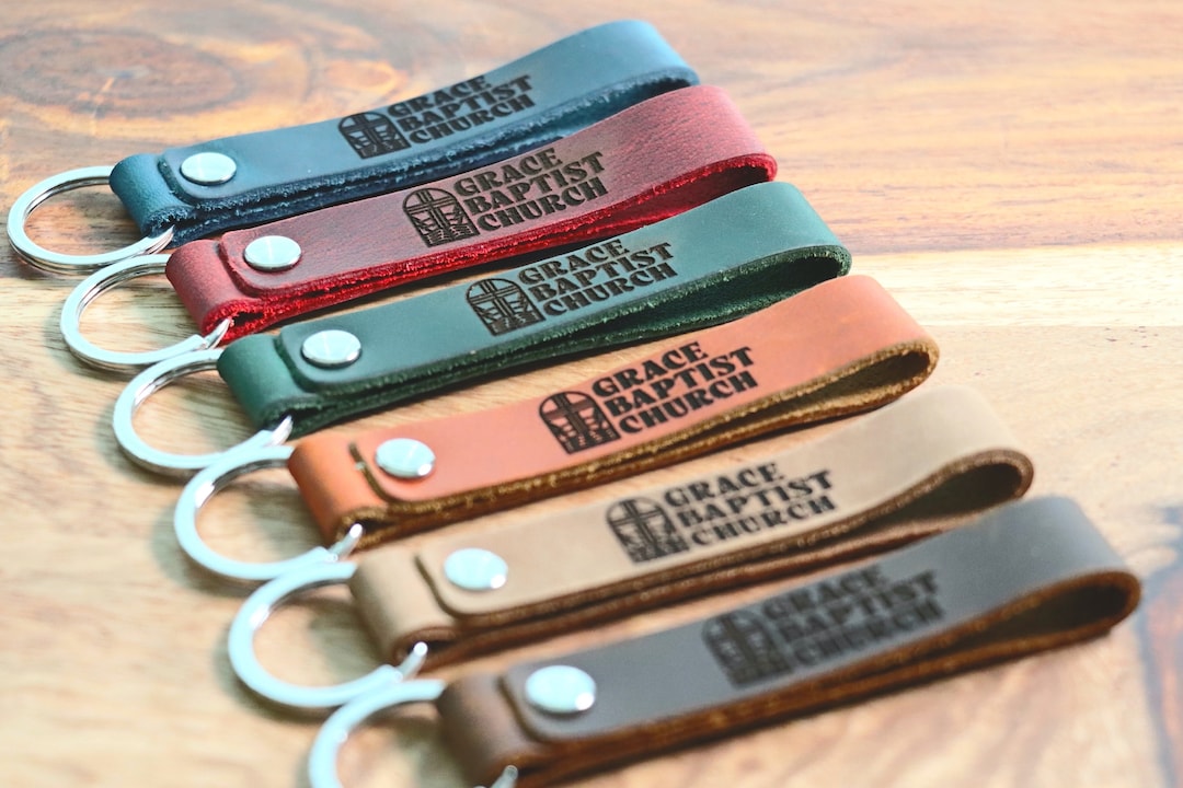 CHURCH LOGO Leather Keychains for Churches Father's Day and CHRISTMAS ...