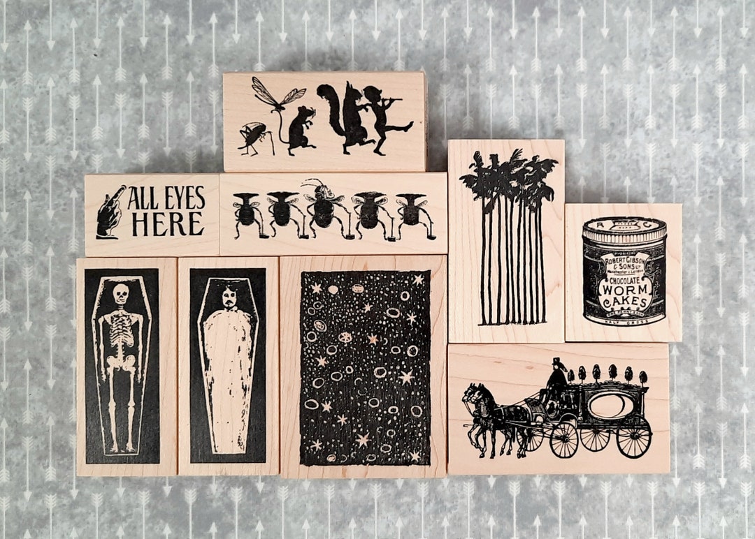 No. 5 Assorted Halloween Wood Mount Rubber Stamps for Creating Cards ...