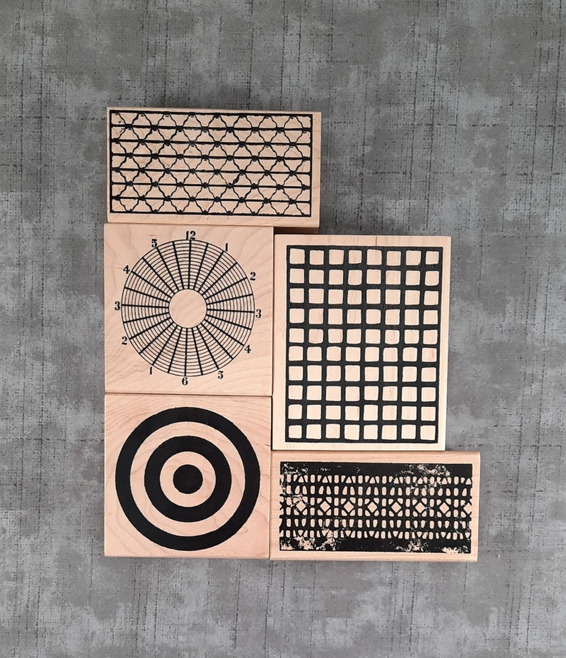 No.1 Assorted Pattern and Texture Wood Mounted Rubber Stamps for Adding ...