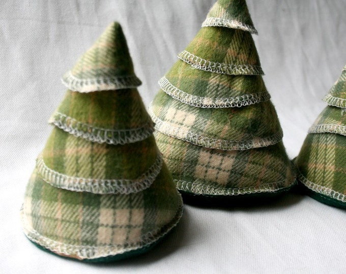 Modern Plaid Christmas Tree Decorations set of Three - Etsy
