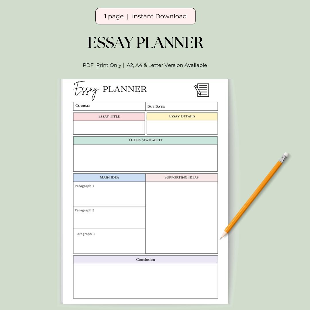 Printable Simple Essay Planner | School, College, University Student ...