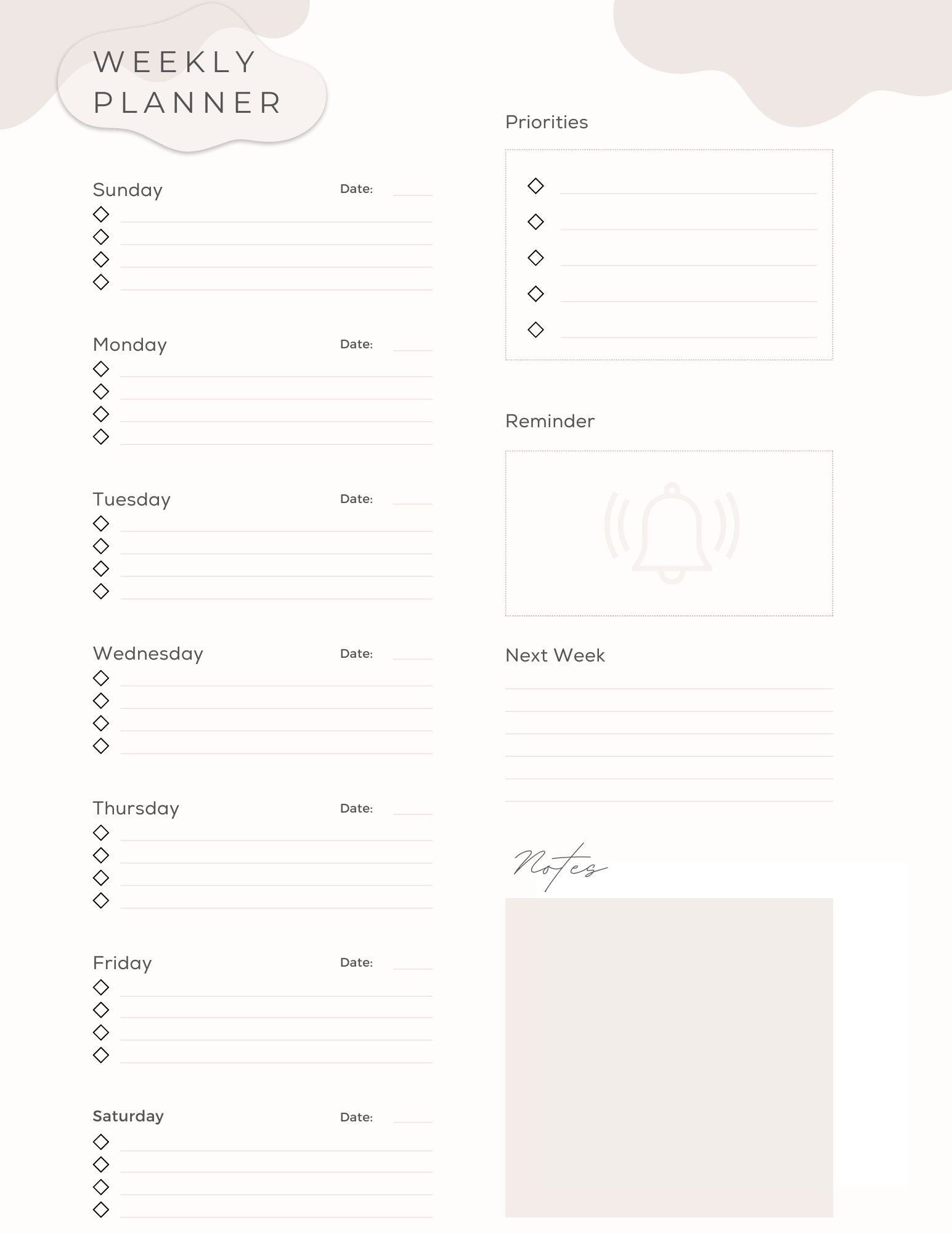 Minimalist Weekly Planner for Printing - Etsy