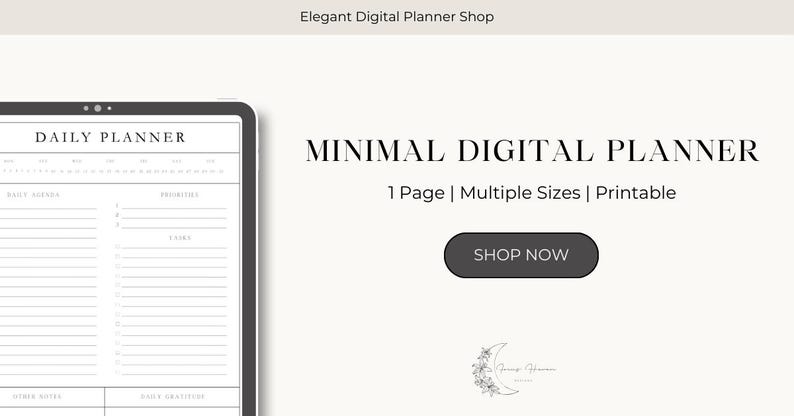 Elegant Daily Planner Printable | Landscape Undated Organizer (digital ...