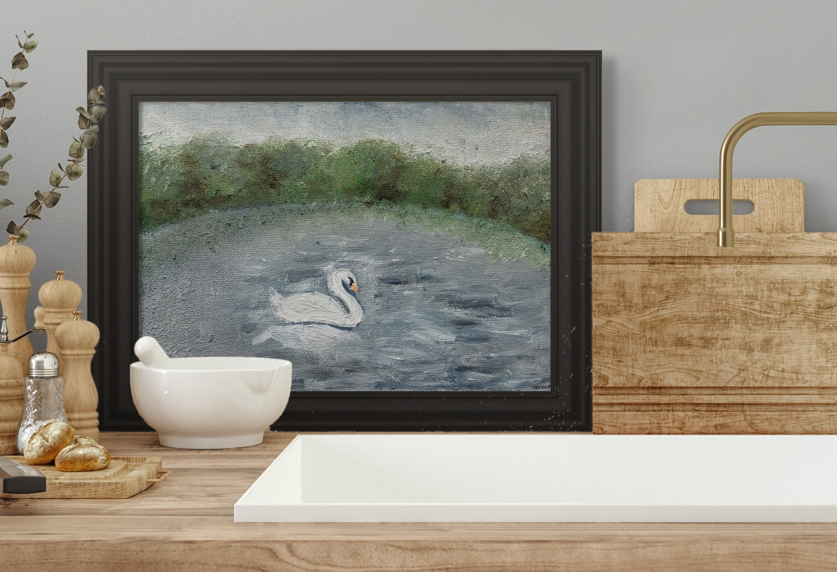 Muted Swan Oil Painting by Ruth Rose Fine Art Prints - Etsy