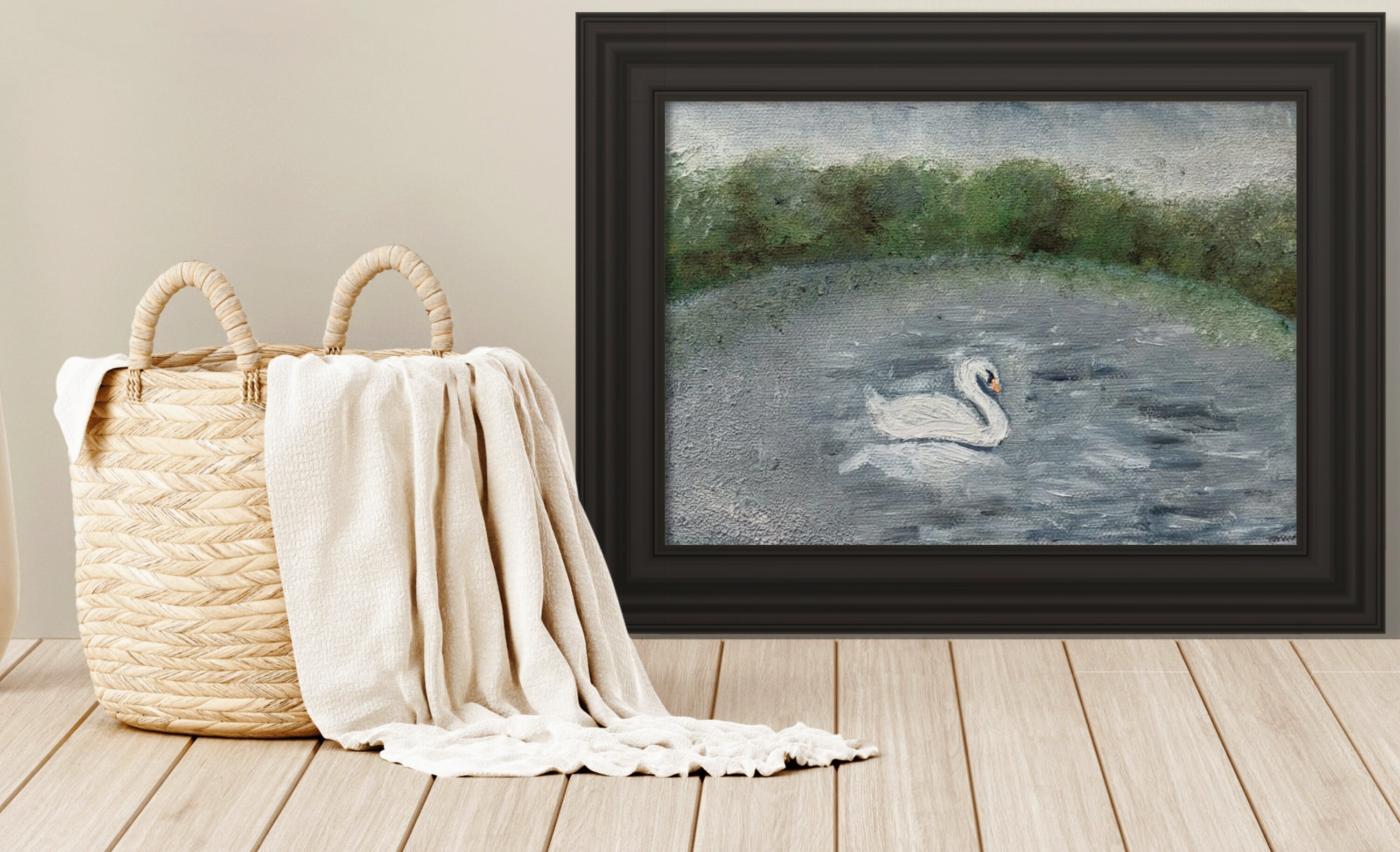 Muted Swan Oil Painting by Ruth Rose Fine Art Prints - Etsy