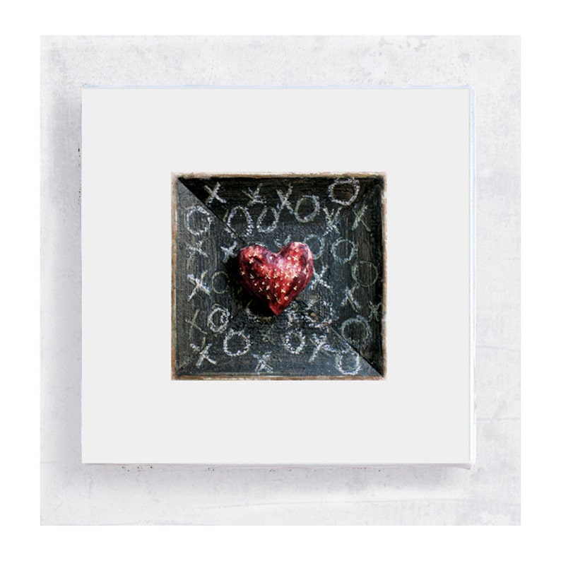 Heart Art Maroon XO Heart Canvas Print on 5x5 Art Block - Etsy
