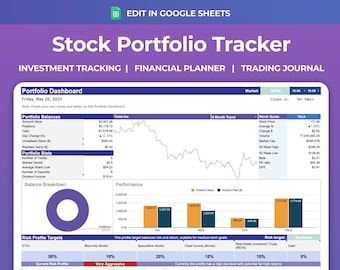 Stock Portfolio Tracker Investment Trading Journal Spreadsheet Google ...