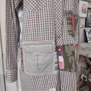 Plaid Western Shirt Upcycled Funky Boho Patchwork Cottage Core Shabby ...