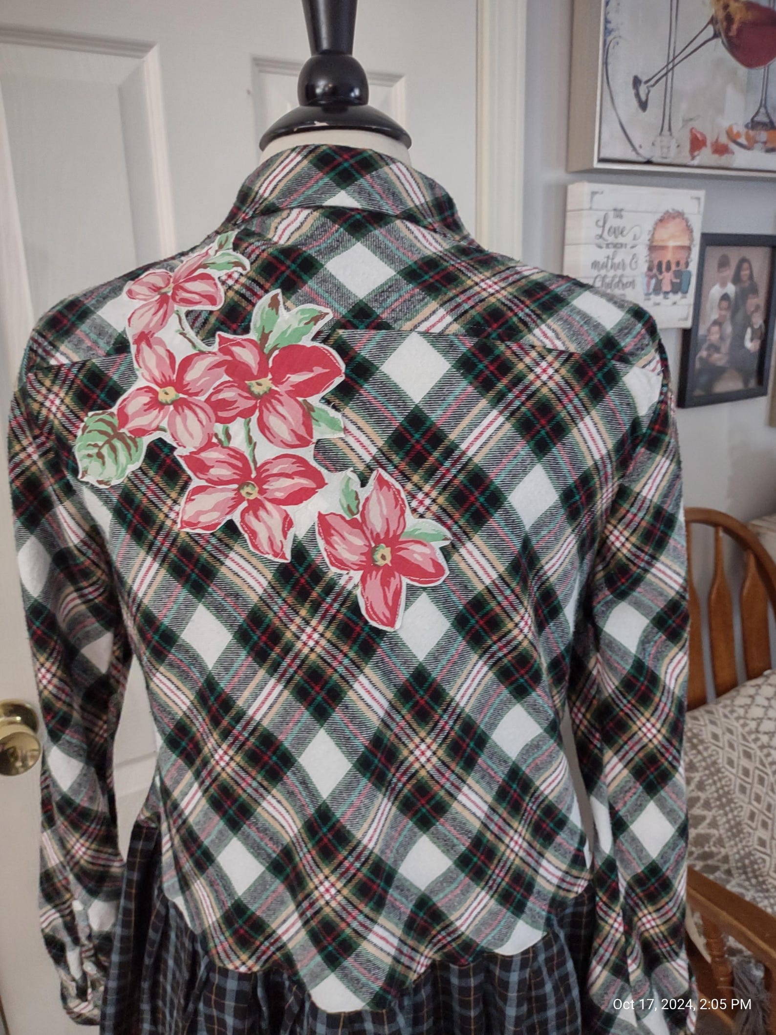Upcycled Flannel Shirt With Ruffle Appliques Funky Hippie Boho Shacket ...
