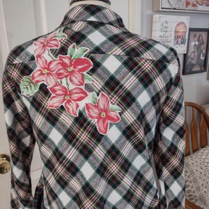 Upcycled Flannel Shirt With Ruffle Appliques Funky Hippie Boho Shacket ...
