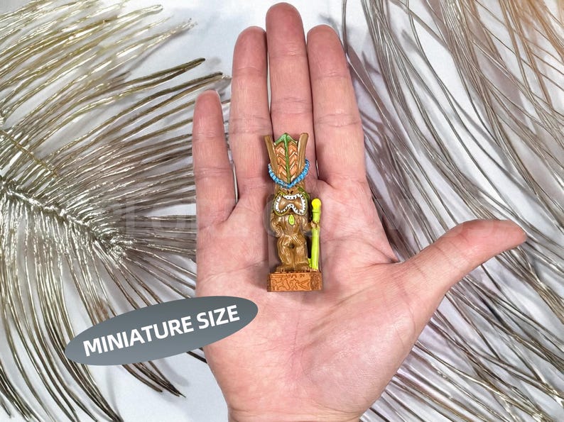 Tiki Figurine, Hand Carved, Hand Painted, Gods, Home Decor, Mini Totem ...
