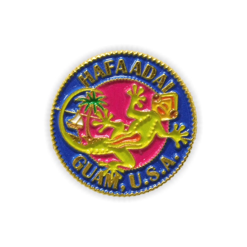 Hafa Adai Gecko Enamel Pin, Guam Pin, Cute Animal Lapel Pin Badge, Guam ...