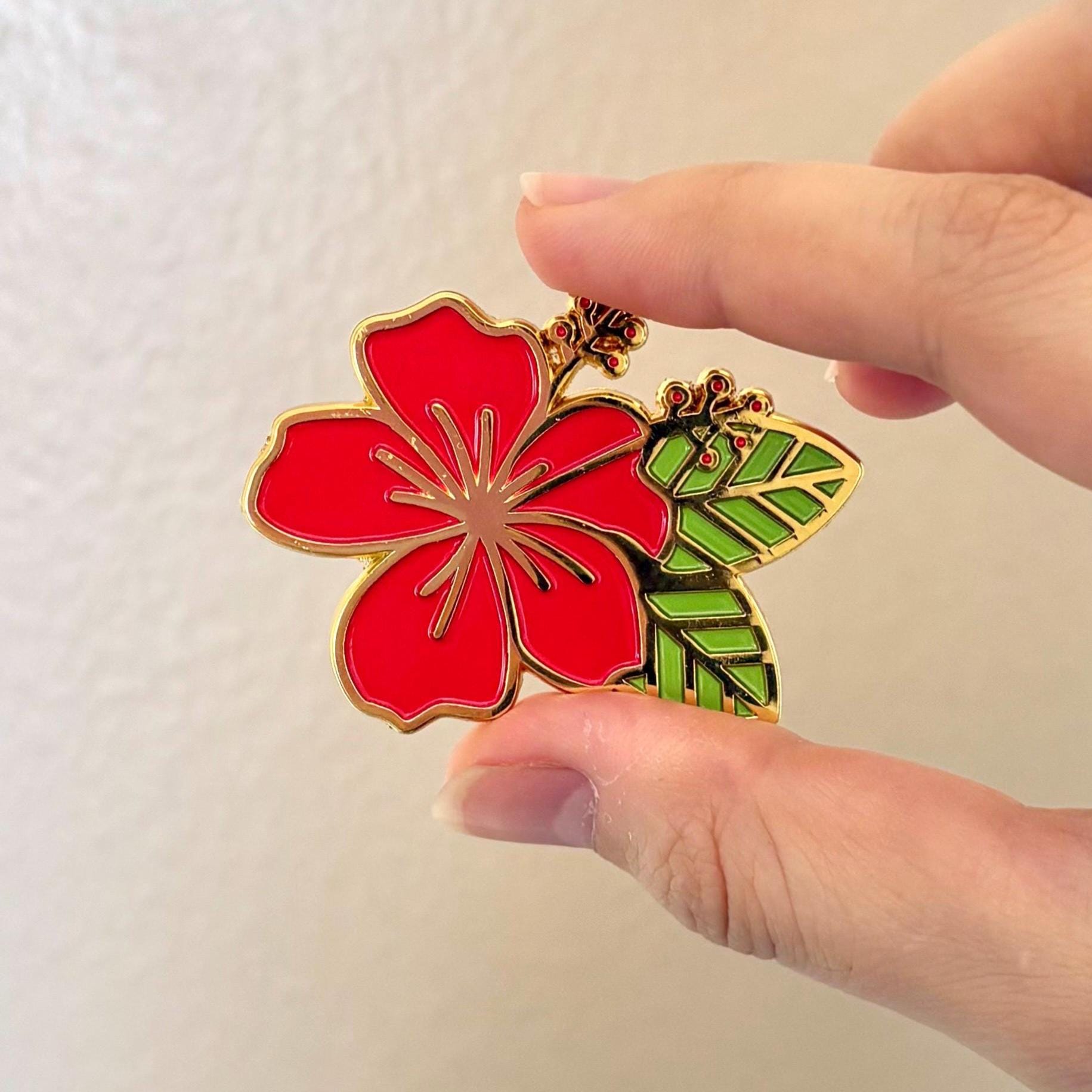 Hibiscus Gold Pin, Lapel Pin Badge, Flower Enamel Pin, Island Pin, Guam ...