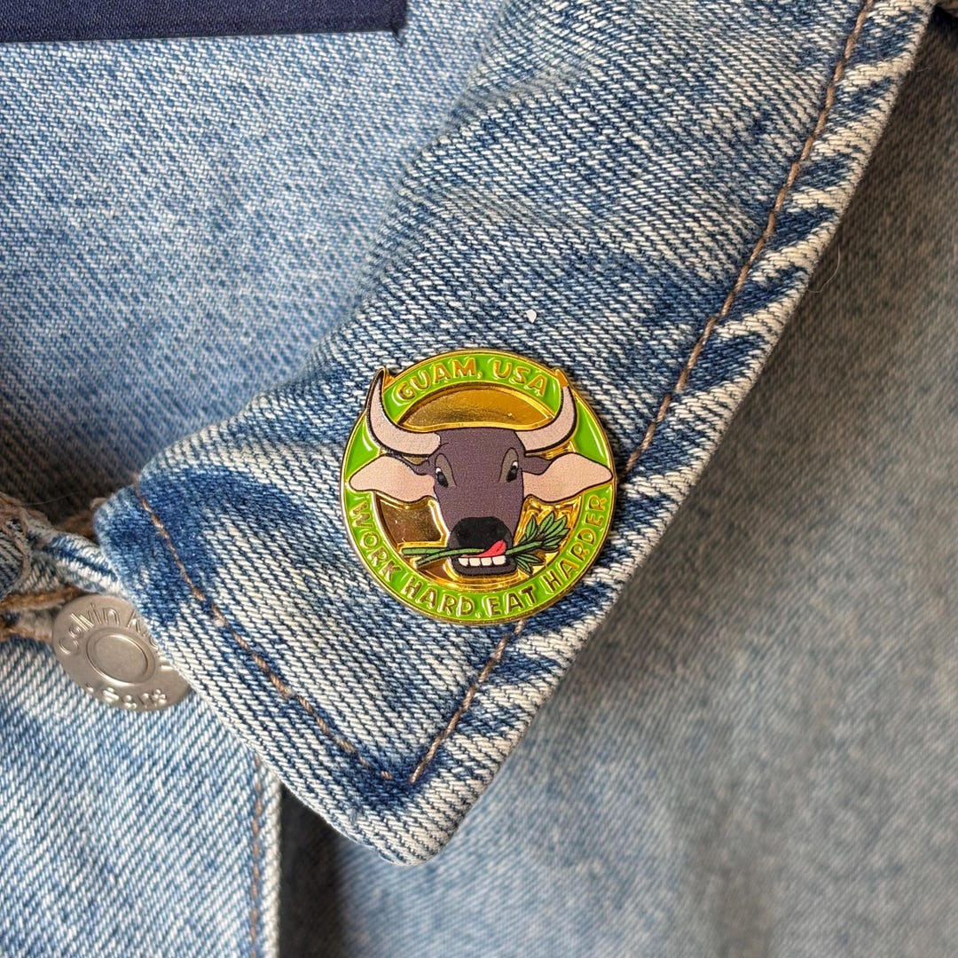 Work Hard Eat Harder Guam Carabao Enamel Pin, Cute Animal Lapel Pin ...