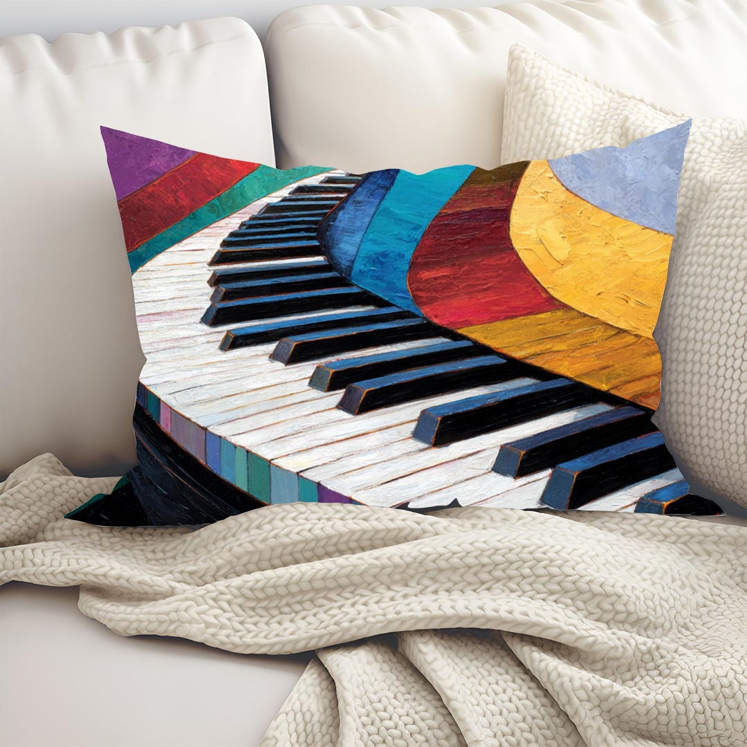 Colorful Piano Keyboard Lumbar Pillow | Music Art Decorative Pillow - Etsy