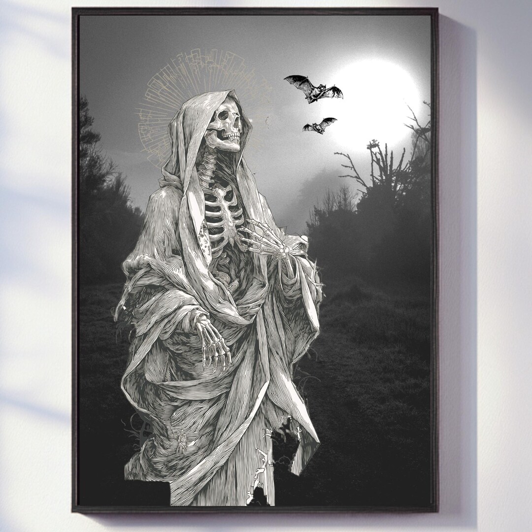 Outdoor/indoor Skeleton Silk Print, Unique Wall Art, Gothic Decor ...