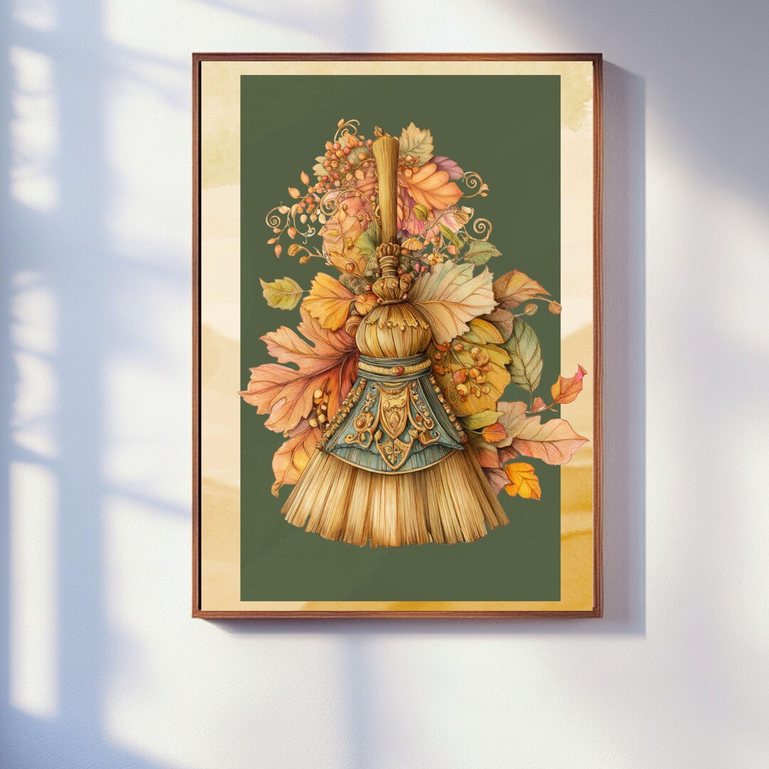 Vintage Broom Fall Decor Print: Giclee Wall Art - Etsy