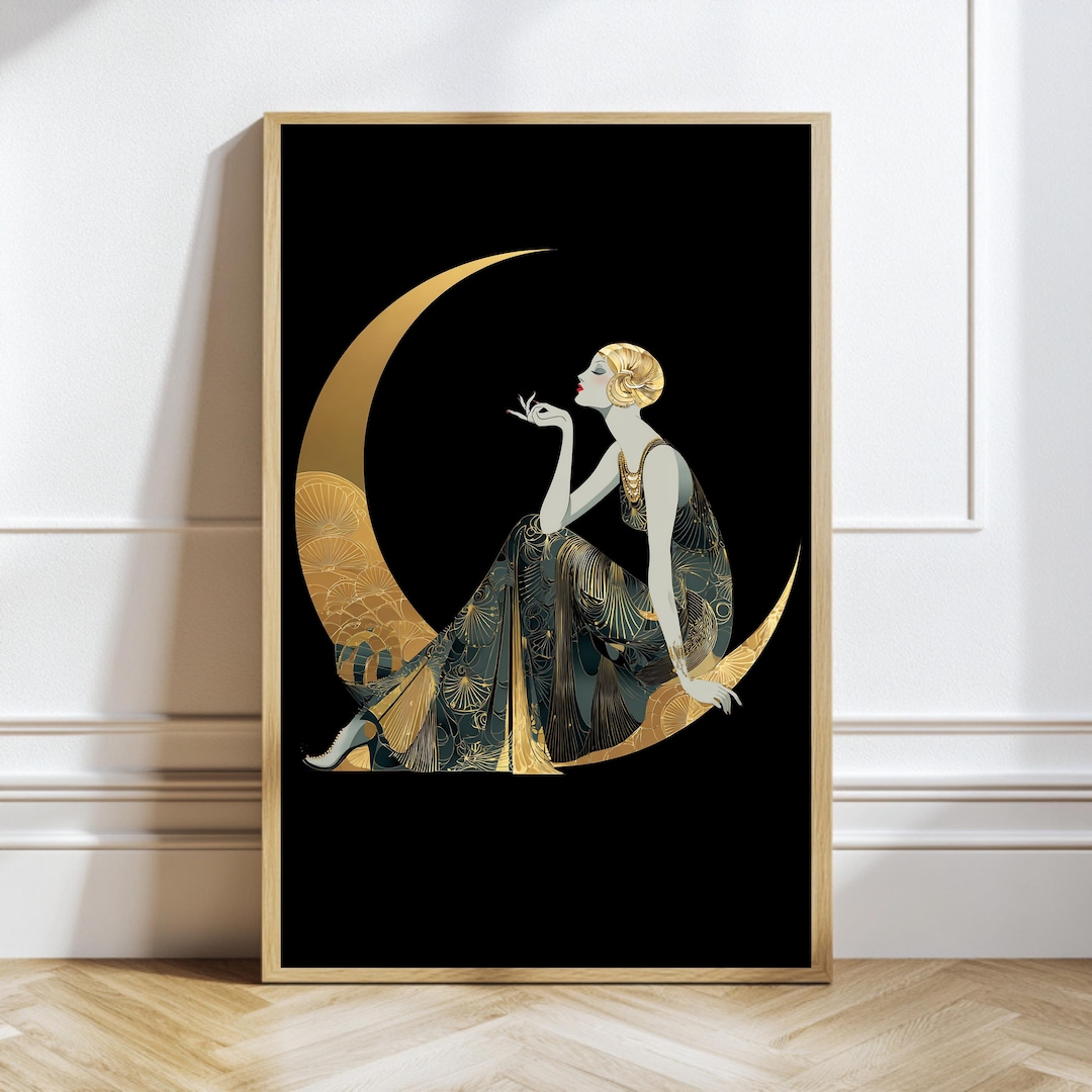 Art Deco Cresent Moon Giclée Print - Etsy