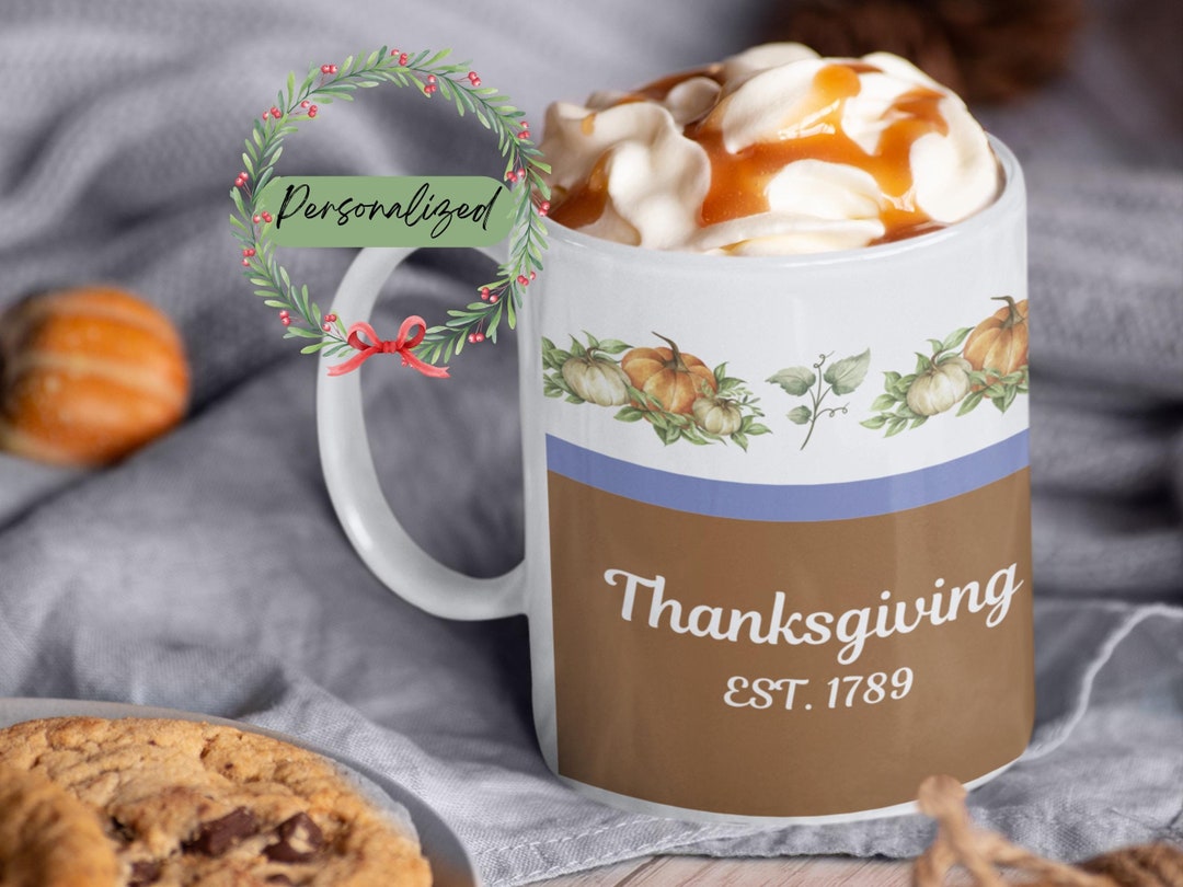 Personalized Thanksgiving Mug, Family Name Mug, Giving Thanks Mug ...
