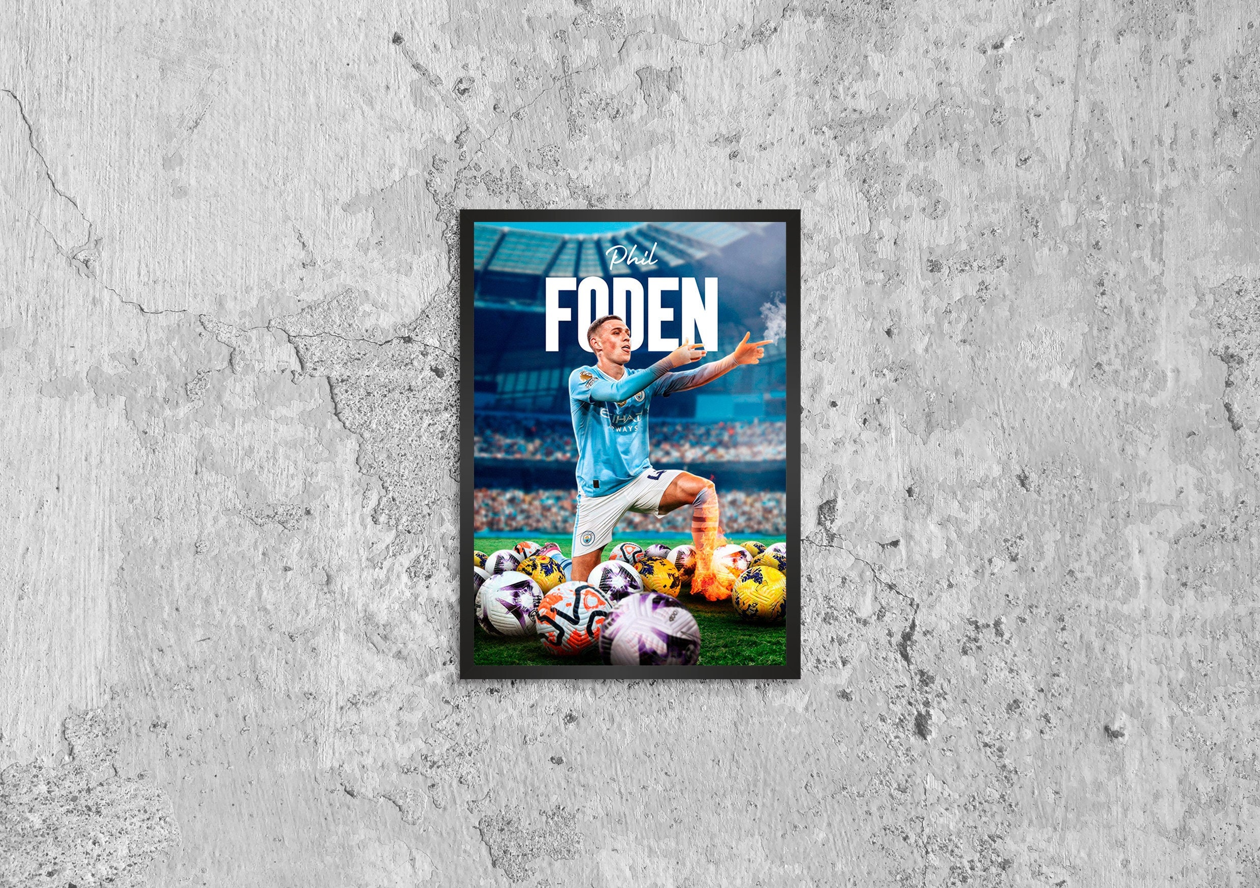 Phil Foden Poster, England Poster, Manchester City Football Poster ...