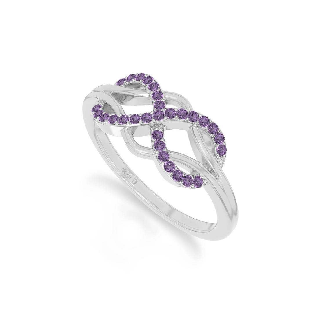 Natural Amethyst Infinity Promise Ring, February Birthstone Silver ...